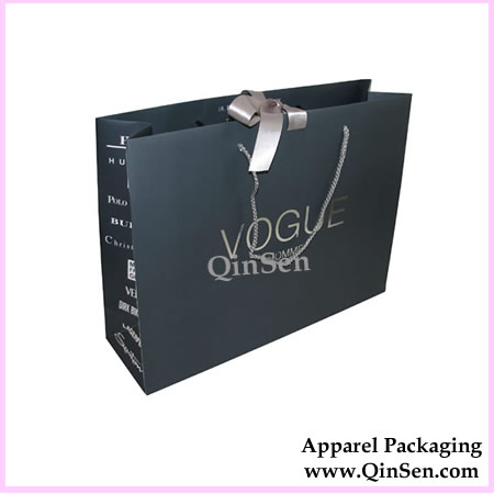 Luxury Paper Branded Gift Bag with Ribbon Handle /Silver Hot Stamped ...